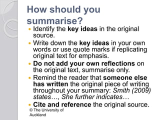 Quoting, paraphrasing and summarizing to avoid plagiarism | PPT