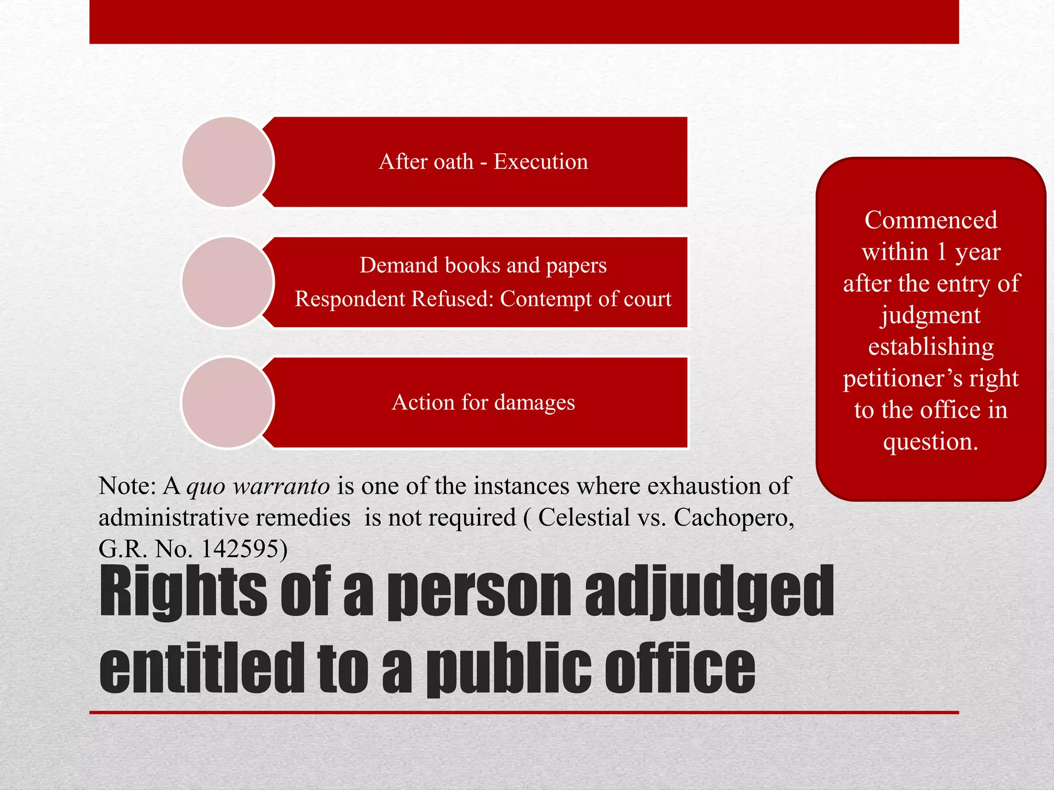 Quo warranto, Rule 66 of the Philippines Rules of Court | PPTX