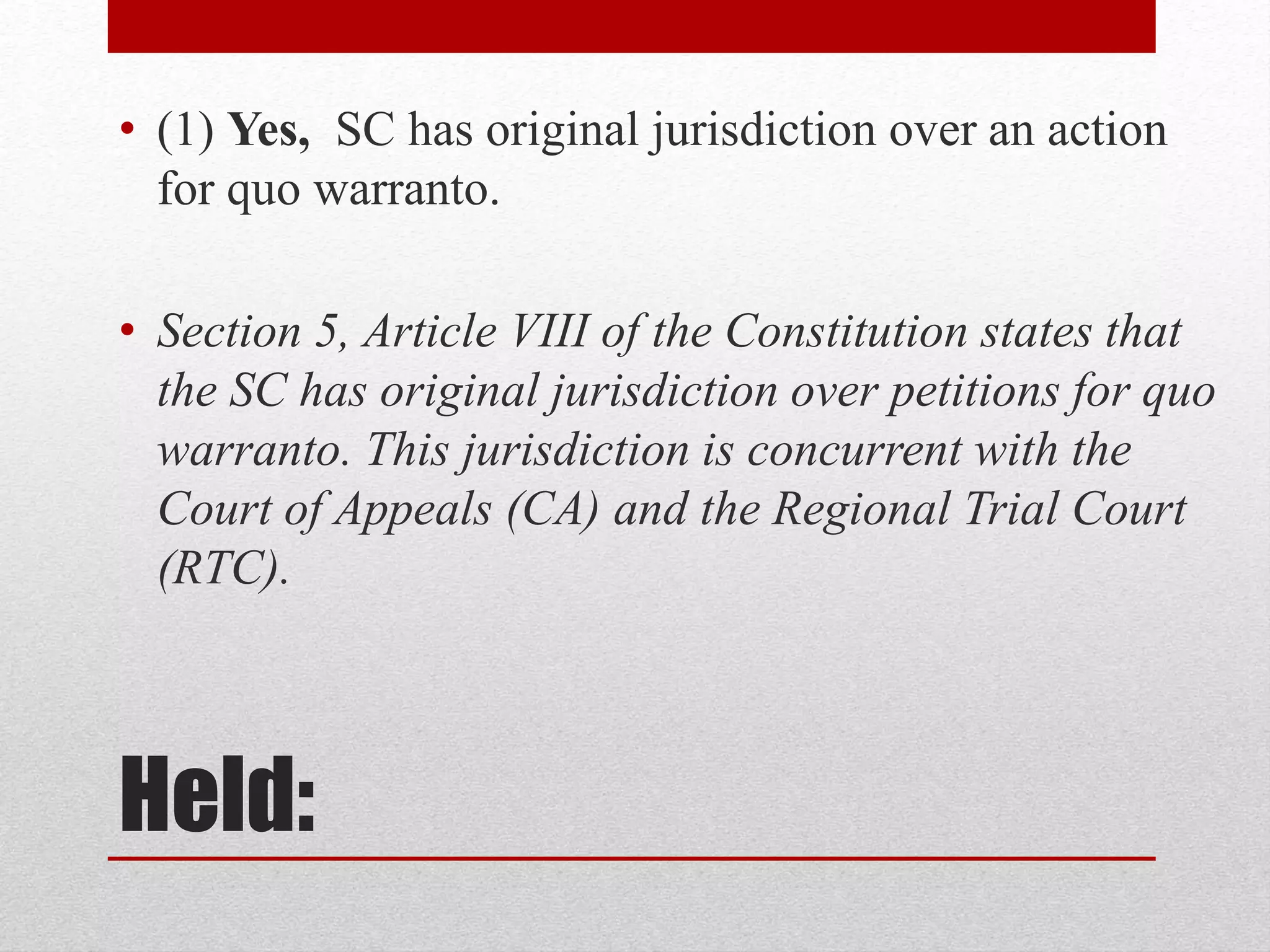 Quo warranto, Rule 66 of the Philippines Rules of Court | PPTX