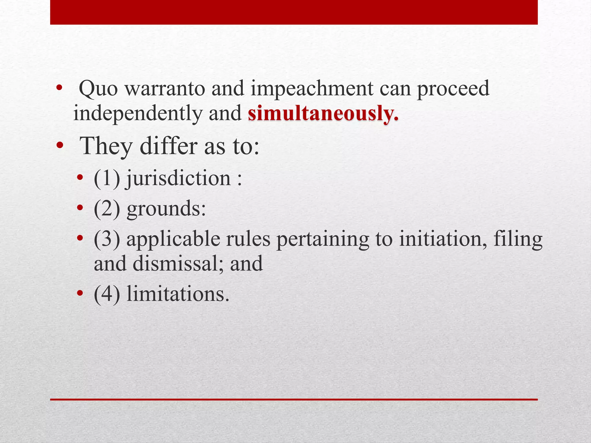 Quo warranto, Rule 66 of the Philippines Rules of Court | PPTX