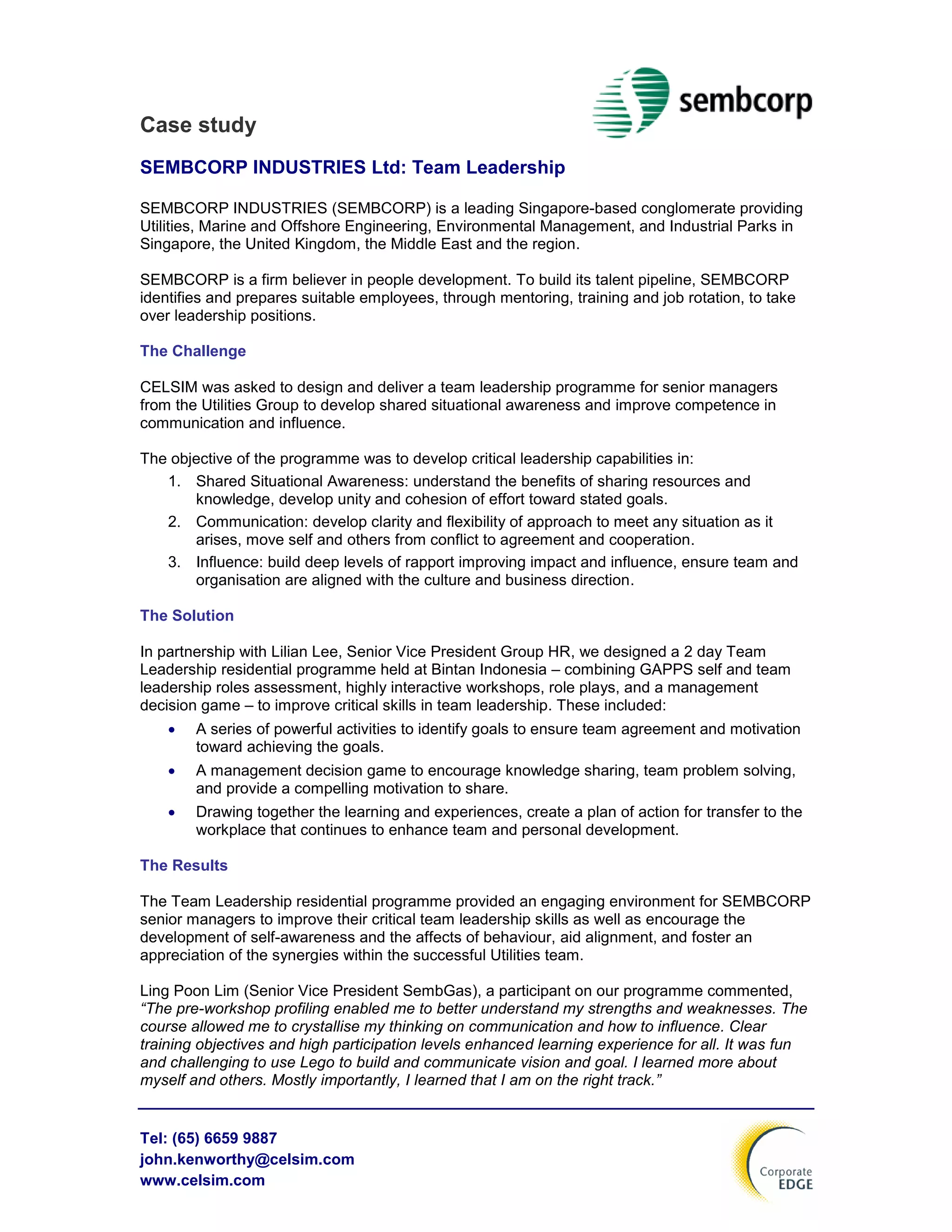 Sembcorp team leadership | PDF
