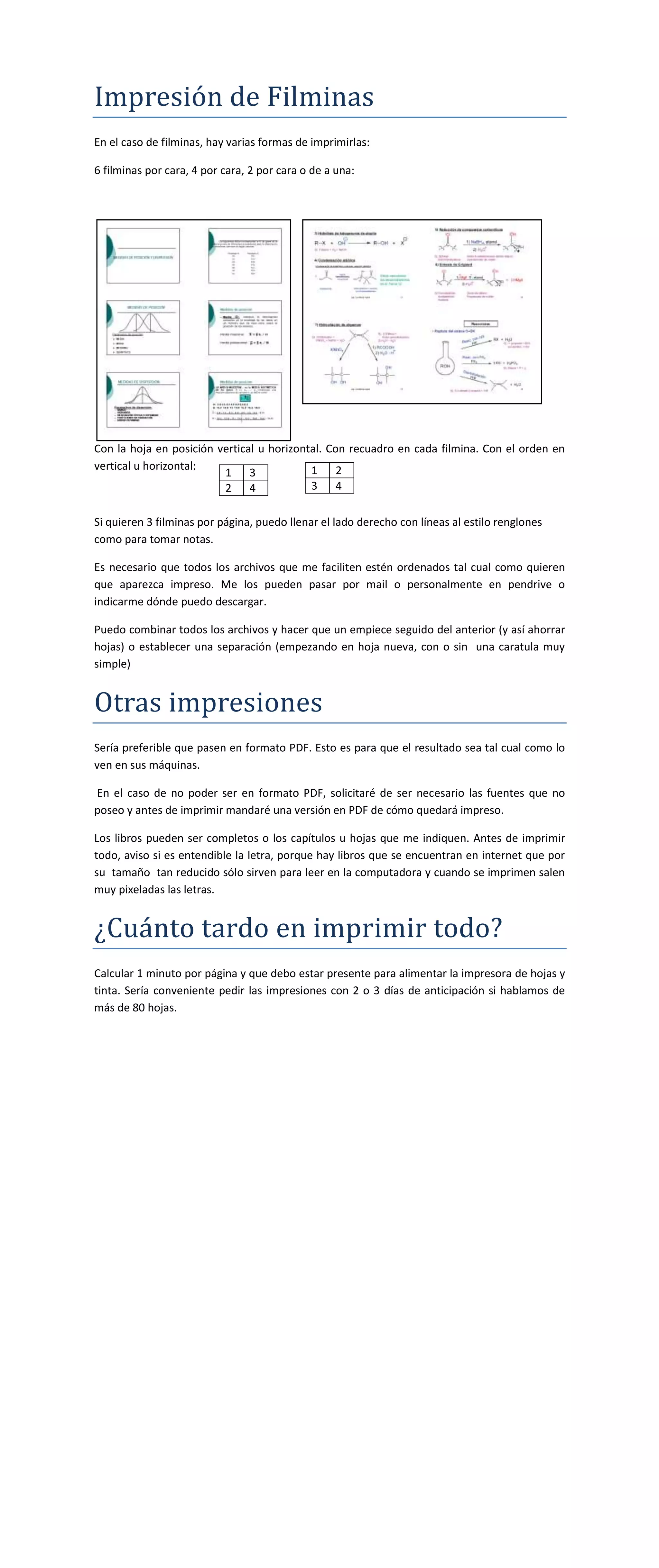 Qué puedo imprimir | DOCX