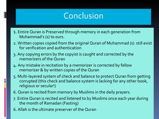 Quran: Compilation, Transmission & Preservation | PPT