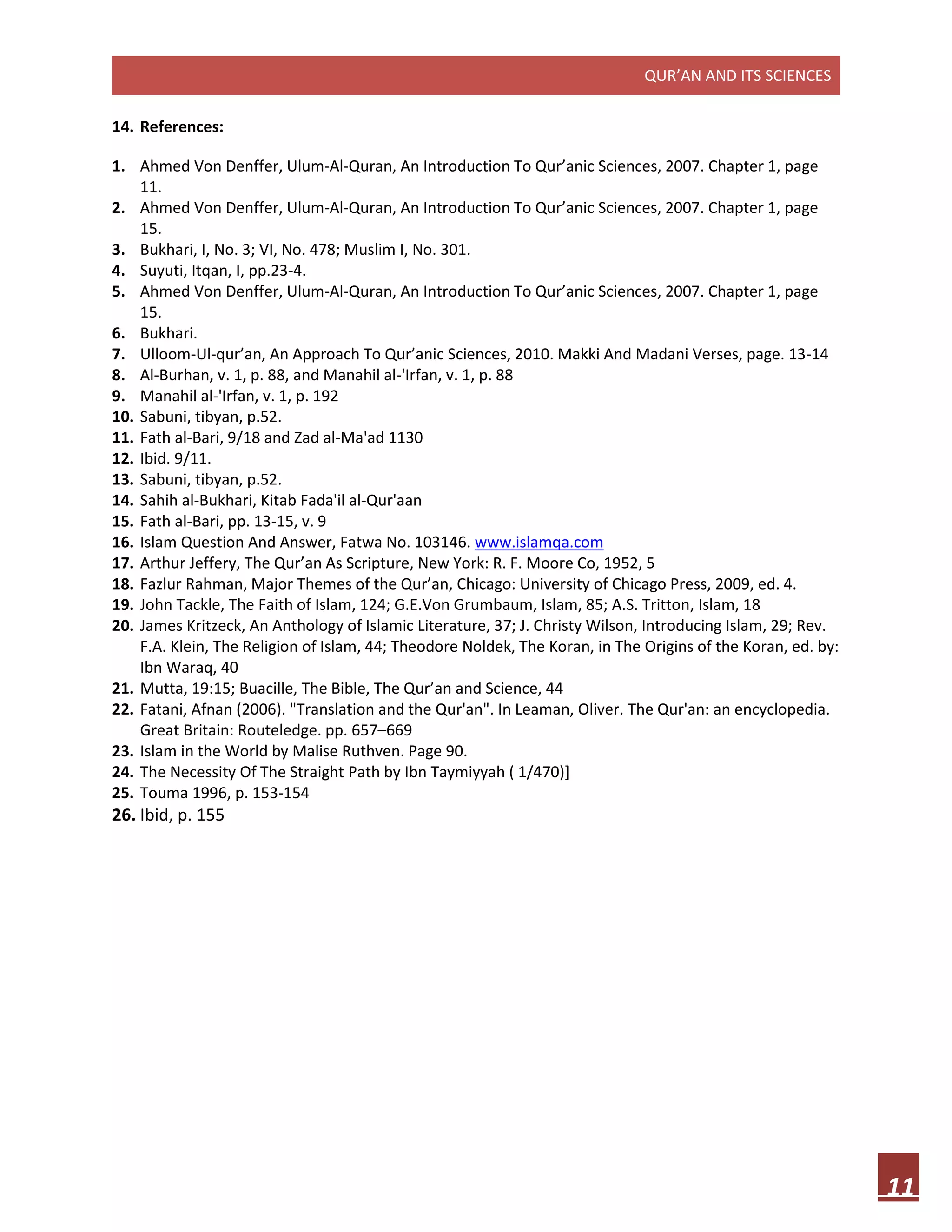 Quran and its sciences (docx.) | DOCX