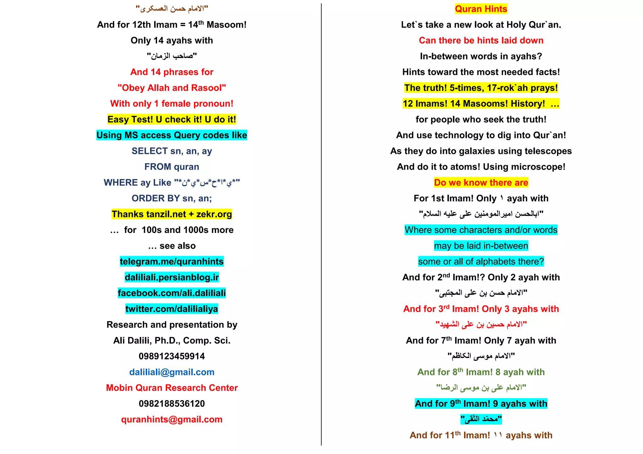 Quran Hints Islam Shia @quranhints @daliliali | PPT