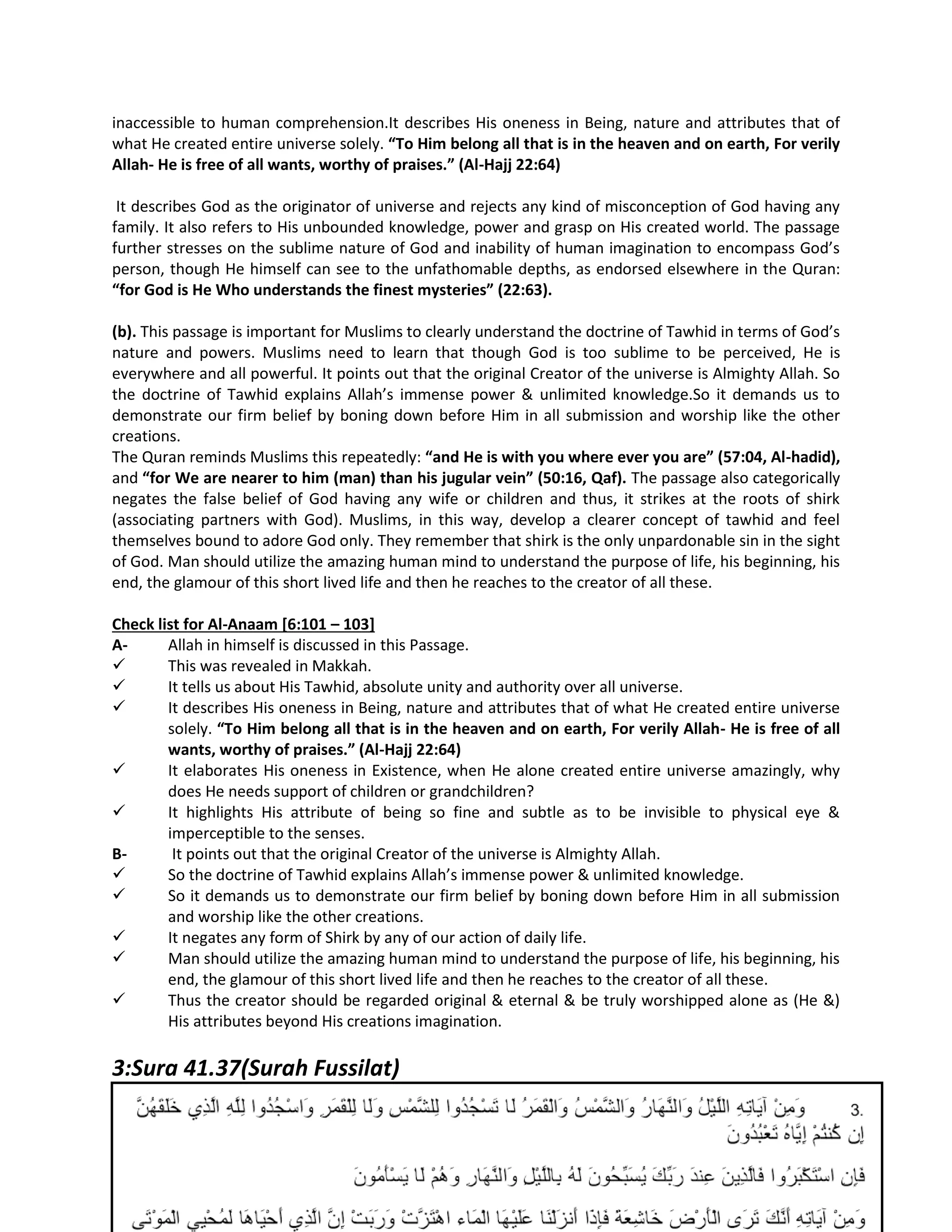 Quranic passages themes & their importance(o level islamiyat ) | DOCX