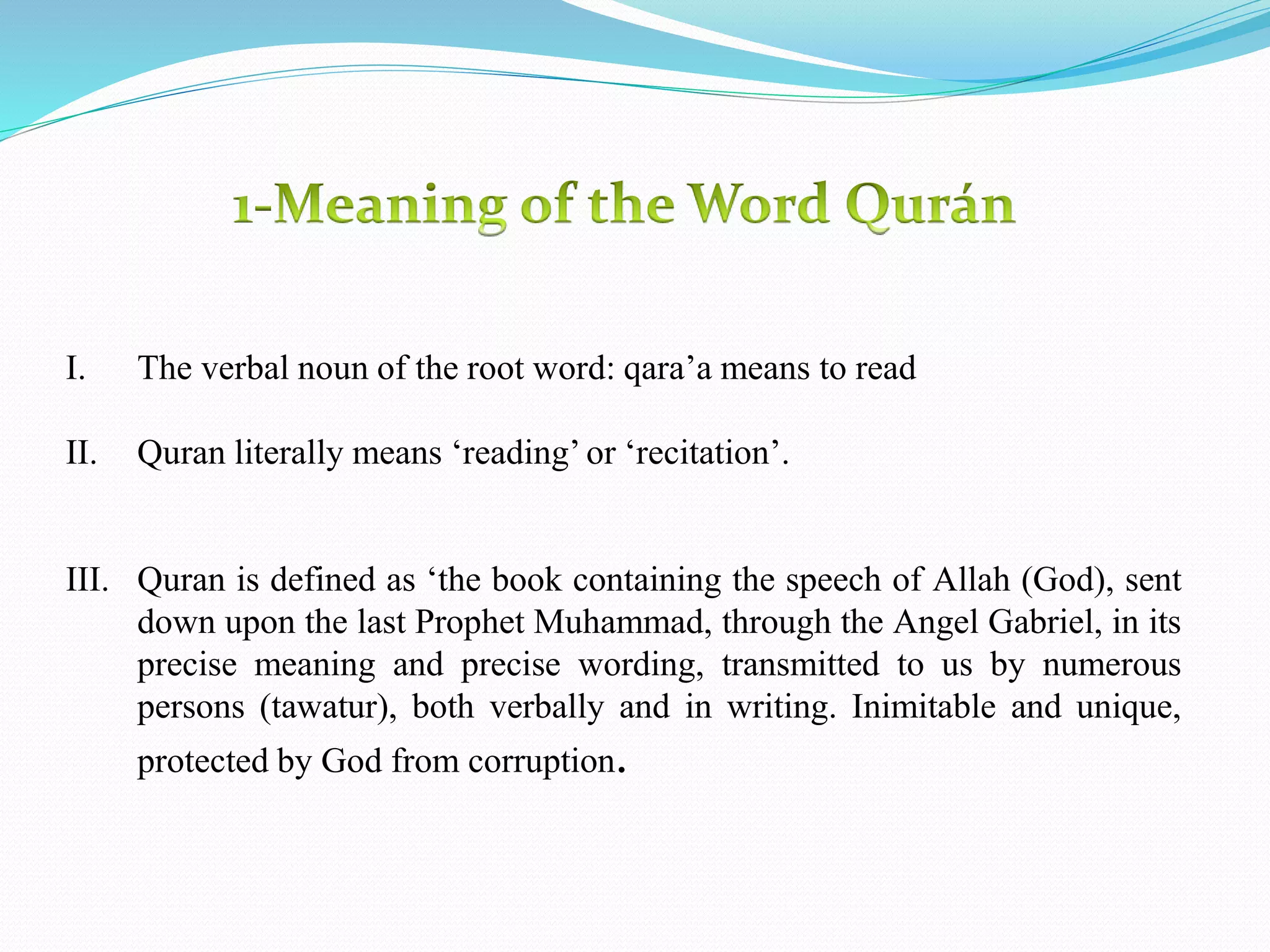Quranic studies, history anf uloomul quran | PPTX