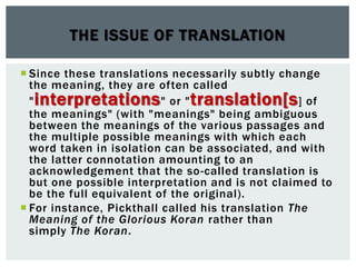 Quranic translation an overview | PPTX