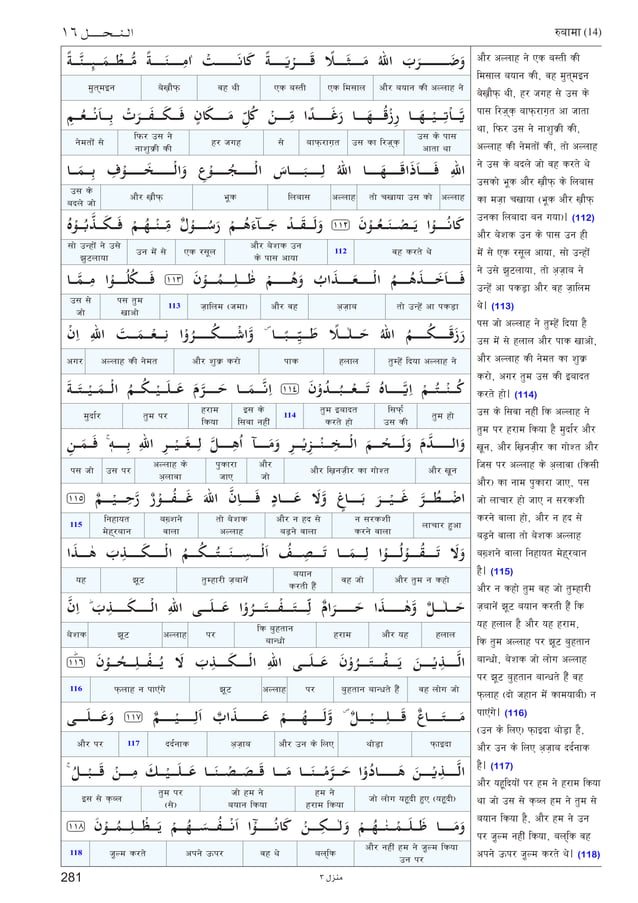 Quran Surah 16 ﴾النحل﴿ An-Nahl (अन-नह्ल) Hindi Translation (हिंदी ...