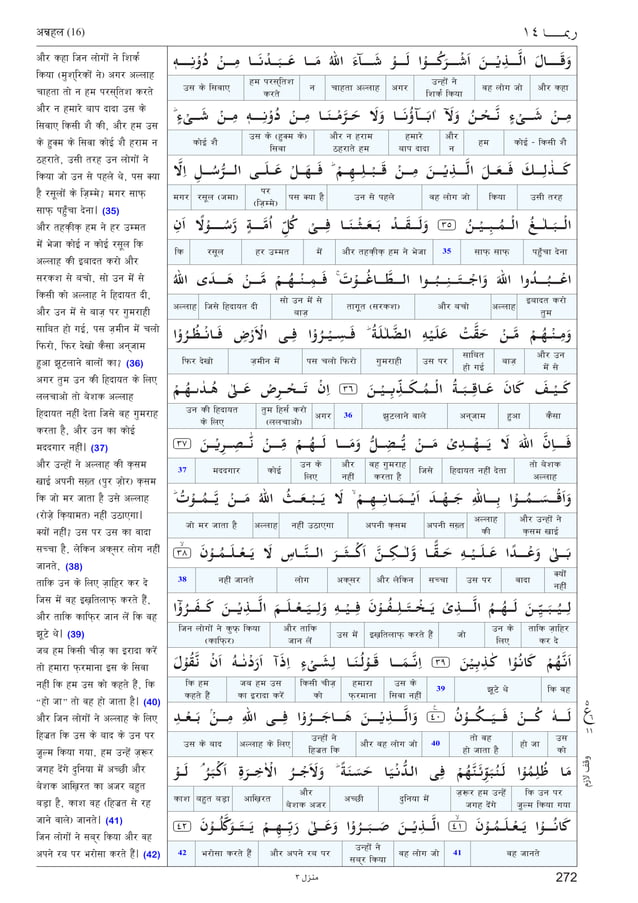Quran Surah 16 ﴾النحل﴿ An-Nahl (अन-नह्ल) Hindi Translation (हिंदी ...