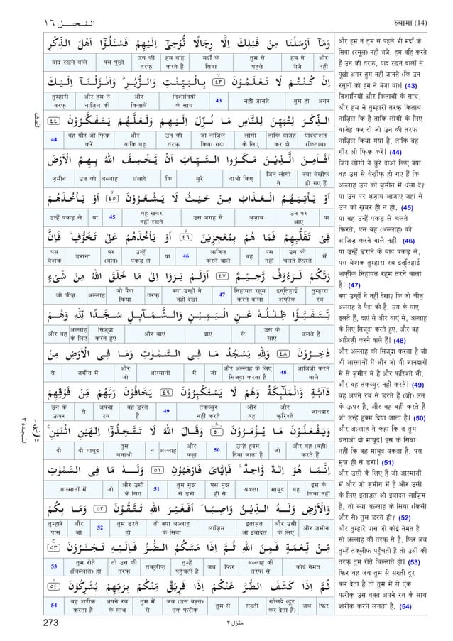 Quran Surah 16 ﴾النحل﴿ An-Nahl (अन-नह्ल) Hindi Translation (हिंदी ...