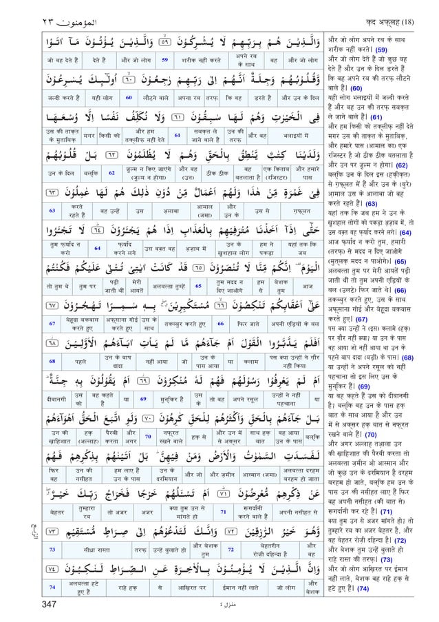 Quran Surah 23 ﴾المؤمنون﴿ Al-Mu'minoon (अल-मोमिनून) Hindi Translation ...
