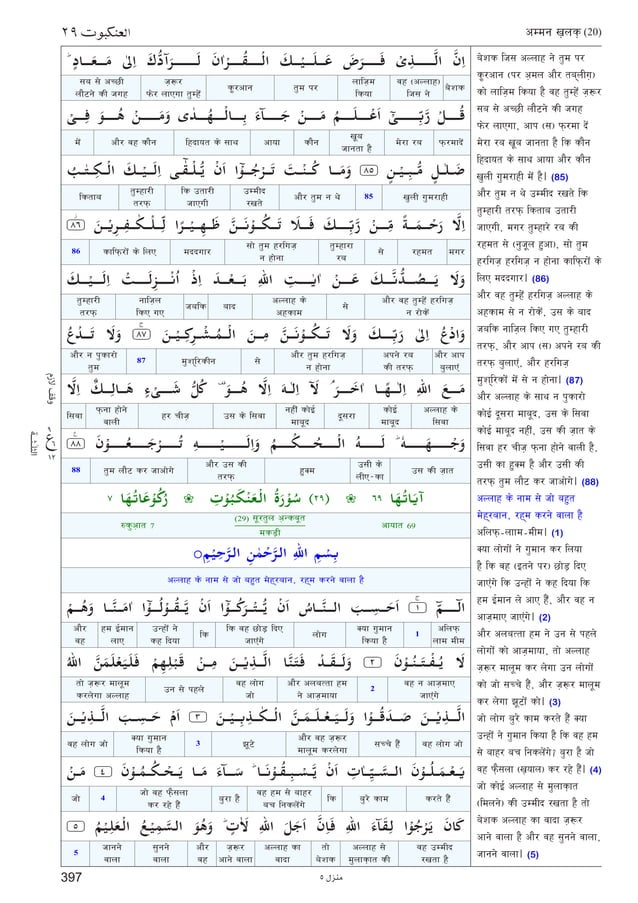 Quran Surah 29 ﴾العنكبوت﴿ Al-Ankabut (अल-अनकबूत) Hindi Translation ...