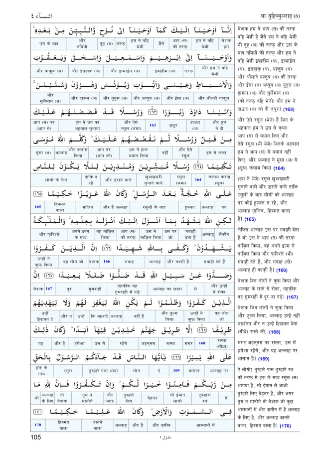 Quran Surah 4 ﴾النساء﴿ An-Nisa' (अन-निसा) Hindi Translation (हिंदी अनुवाद) | Word to Word (शब्द ...