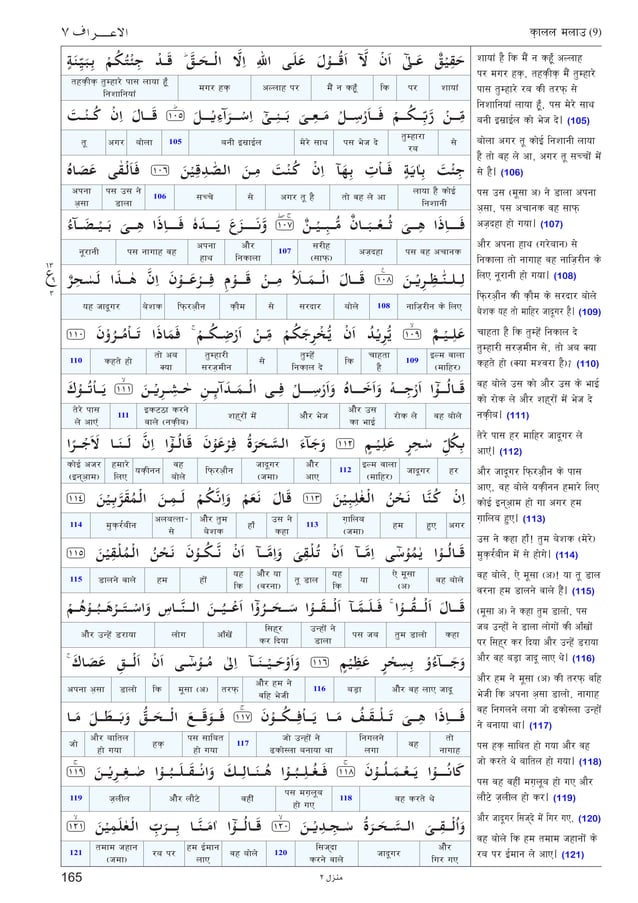 Quran Surah 7 ﴾الأعراف﴿ Al-A'raf (अल-आराफ़) Hindi Translation (हिंदी ...