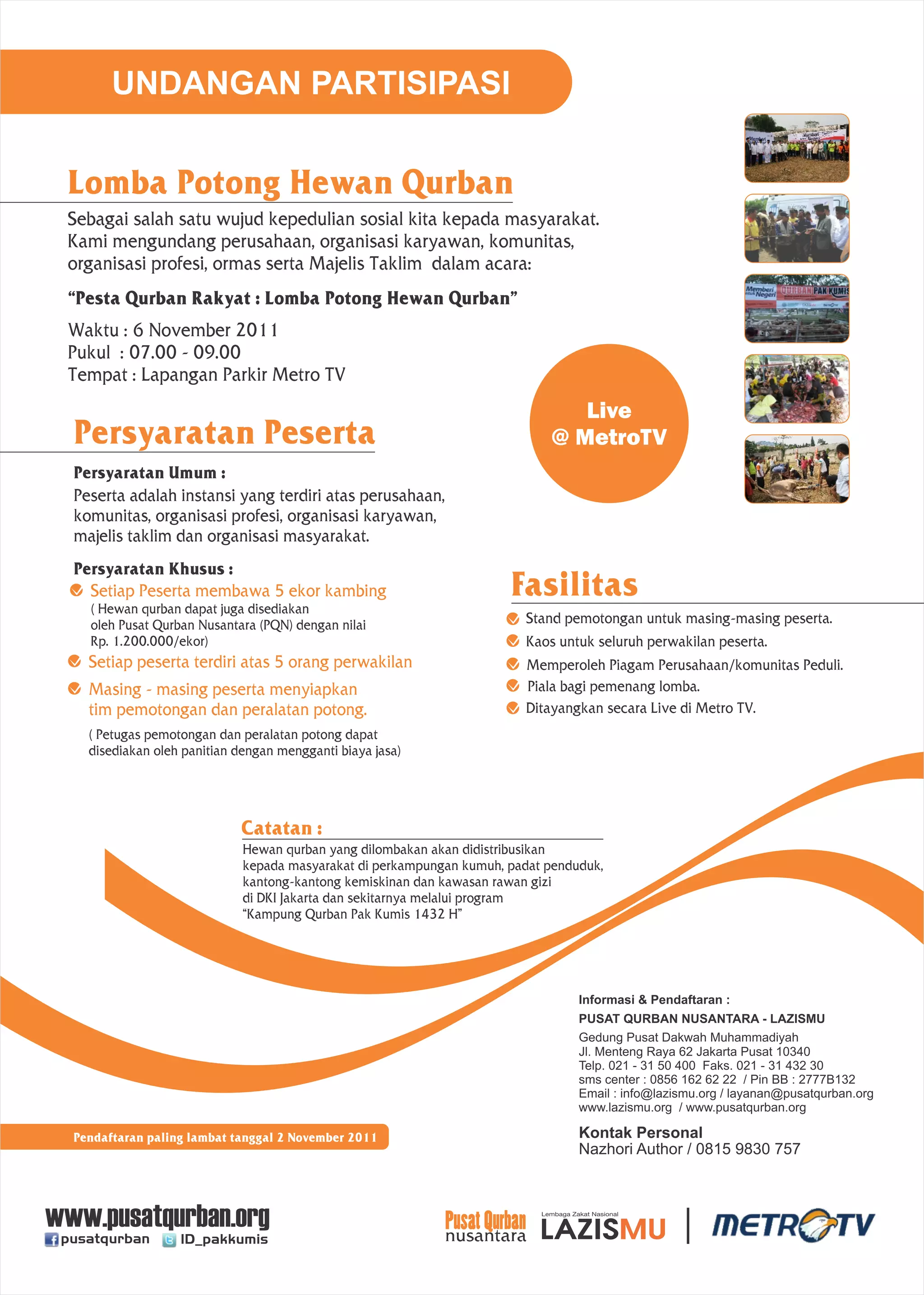 Undangan Terbuka : Lomba Potong Hewan Qurban 1432 H | PDF