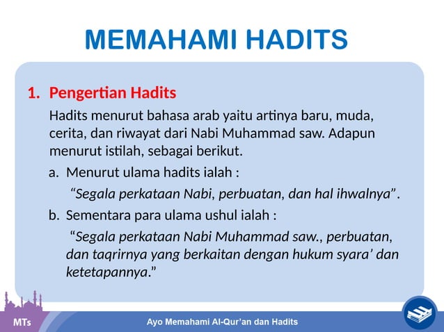 Qurdis Kelas 7 Pelajaran 1 - MEMAHAMI AL-QUR’AN.pptx | Free Download