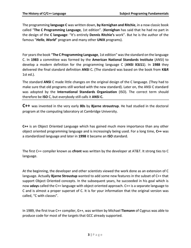 History of C/C++ Language | PDF | Programming Languages | Computing