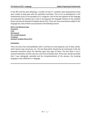 History of C/C++ Language | PDF | Programming Languages | Computing