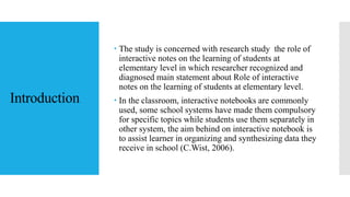 Role Of Interactive Notes On The Learning Of Students At Elementary ...