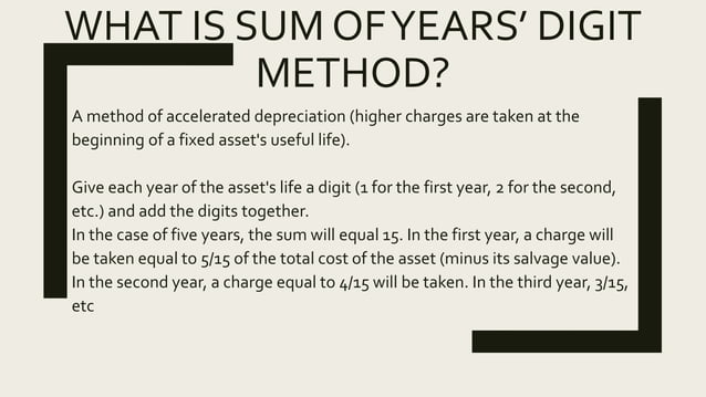 Qus 3205 sum of years digit depreciation method | PPTX