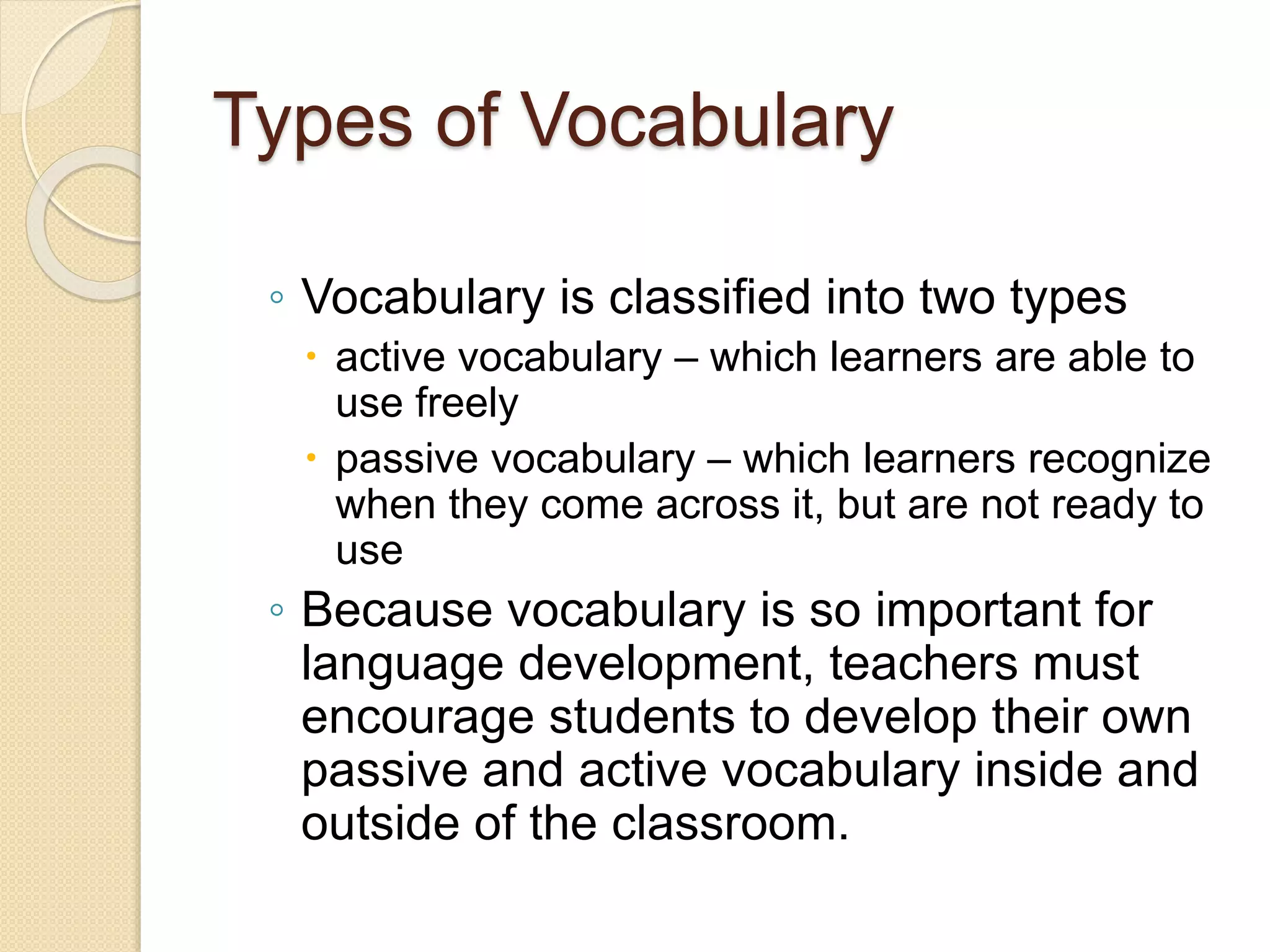 Teaching Vocabulary Learning Strategies | PPTX