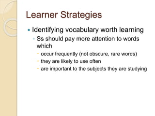 Teaching Vocabulary Learning Strategies | PPTX