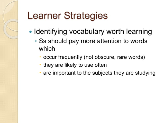 Teaching Vocabulary Learning Strategies | PPTX | Homework and Study ...