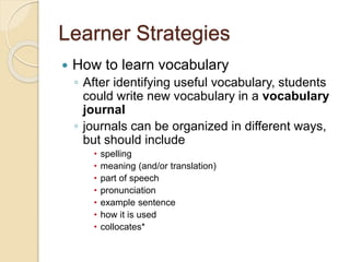 Teaching Vocabulary Learning Strategies | PPTX