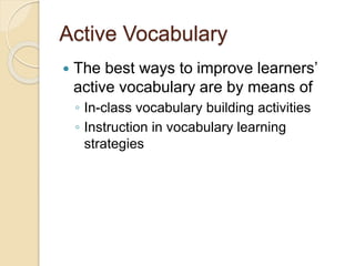 Teaching Vocabulary Learning Strategies | PPTX