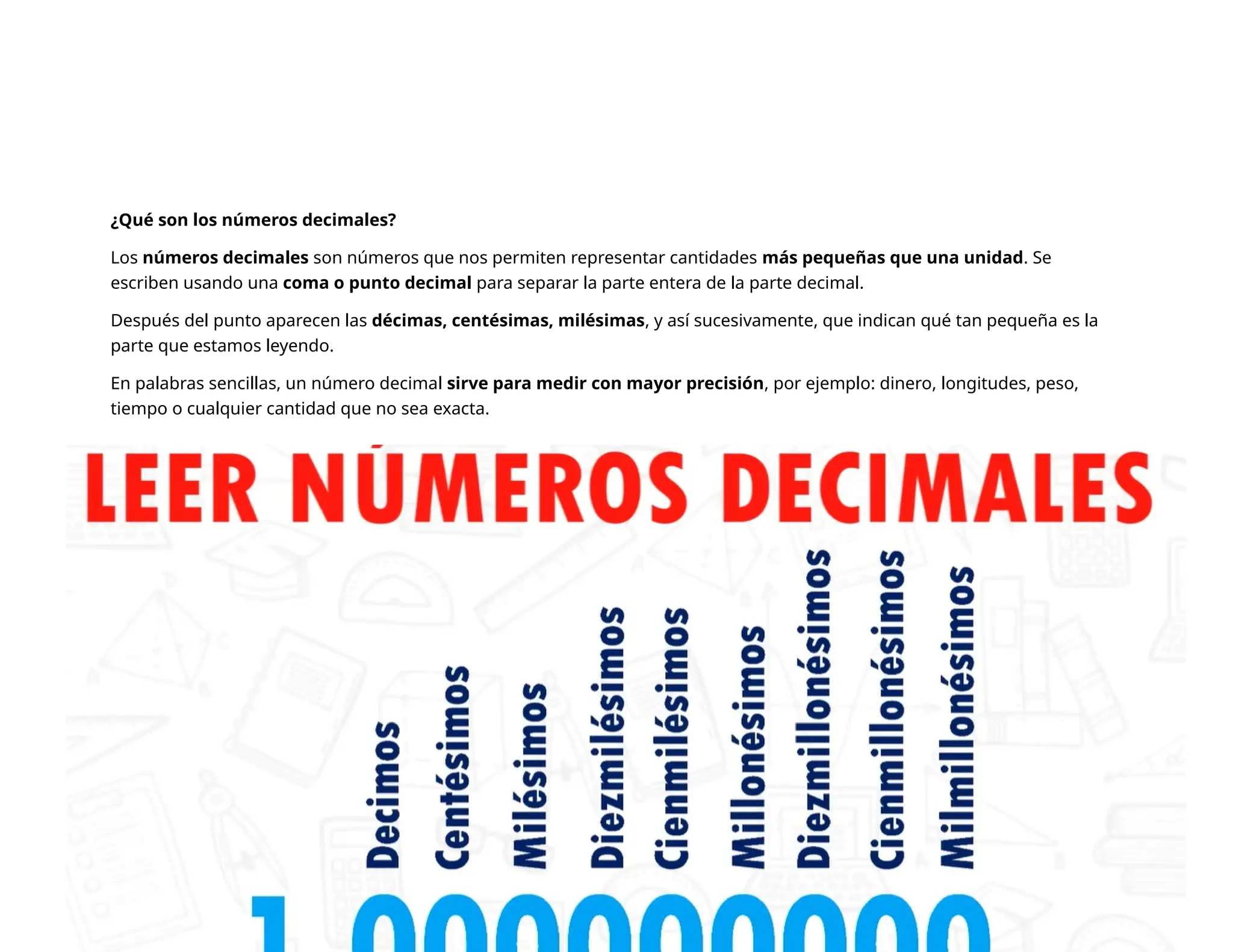 Qué son los números decimales CTIVIDADES | DOCX