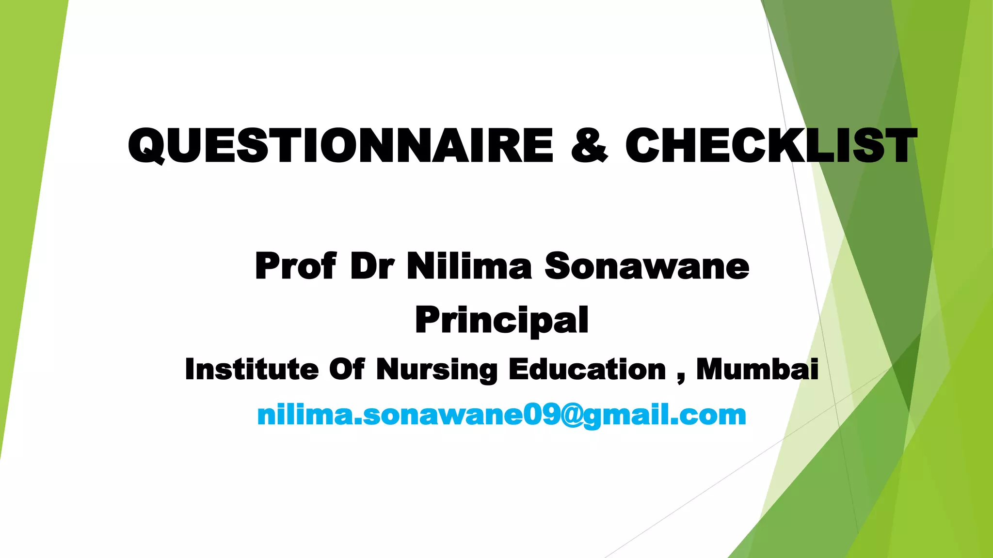 Designing Research Questionnaire & checklist | PPTX