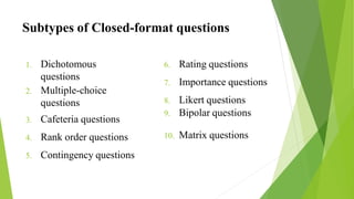 Designing Research Questionnaire & checklist | PPTX