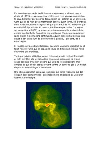 Primer descobriment del Hubble: Raig de gas en el forat negre M-87 | PDF