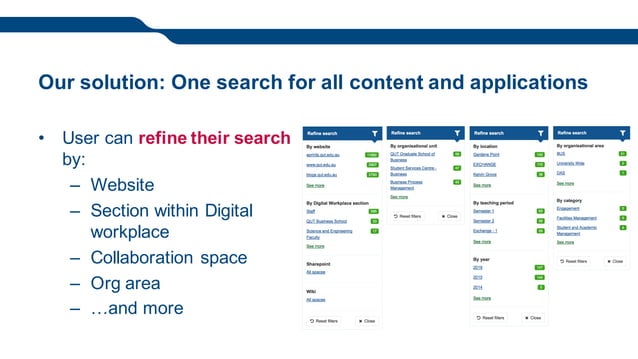 A feature guide to QUT's Digital Workplace (Intranets2016) | PPT