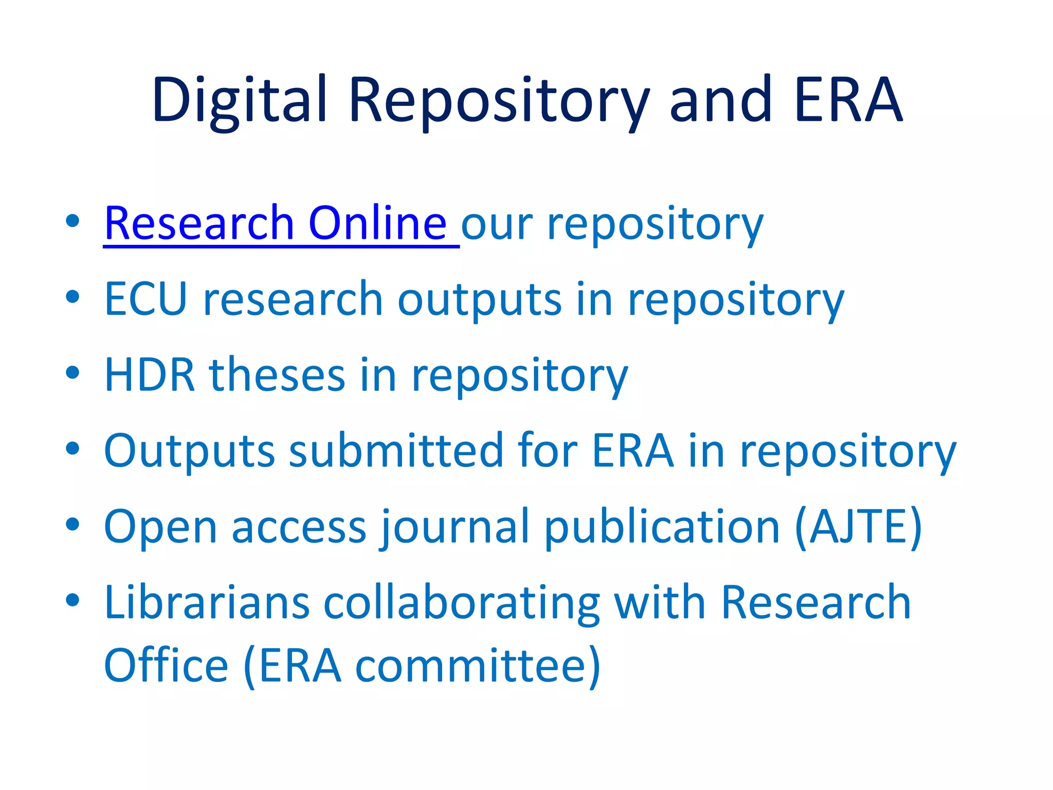 Research Support Services ECU Library | PPTX