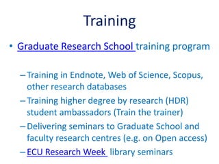 Research Support Services ECU Library | PPTX