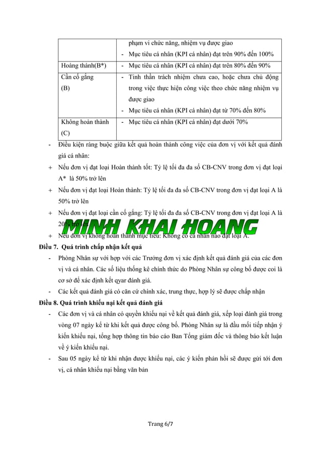 QUY CHẾ QUẢN LÝ KẾT QUẢ CÔNG VIỆC THEO BSC - KPI | PDF