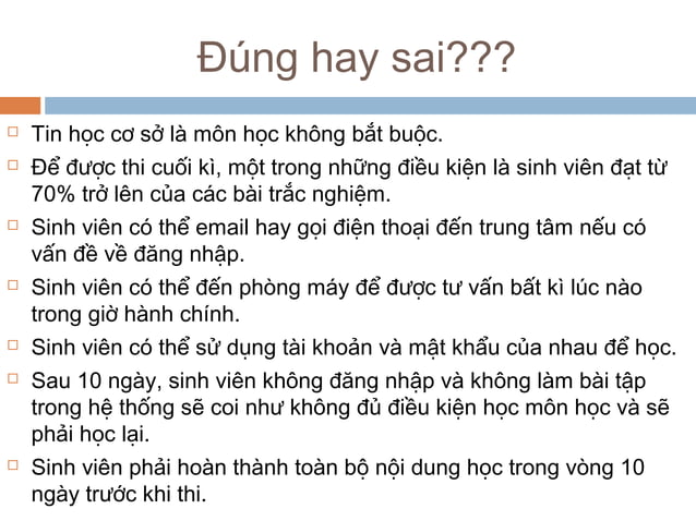 Quy dinh mon hoc tin hoc co so | PPT