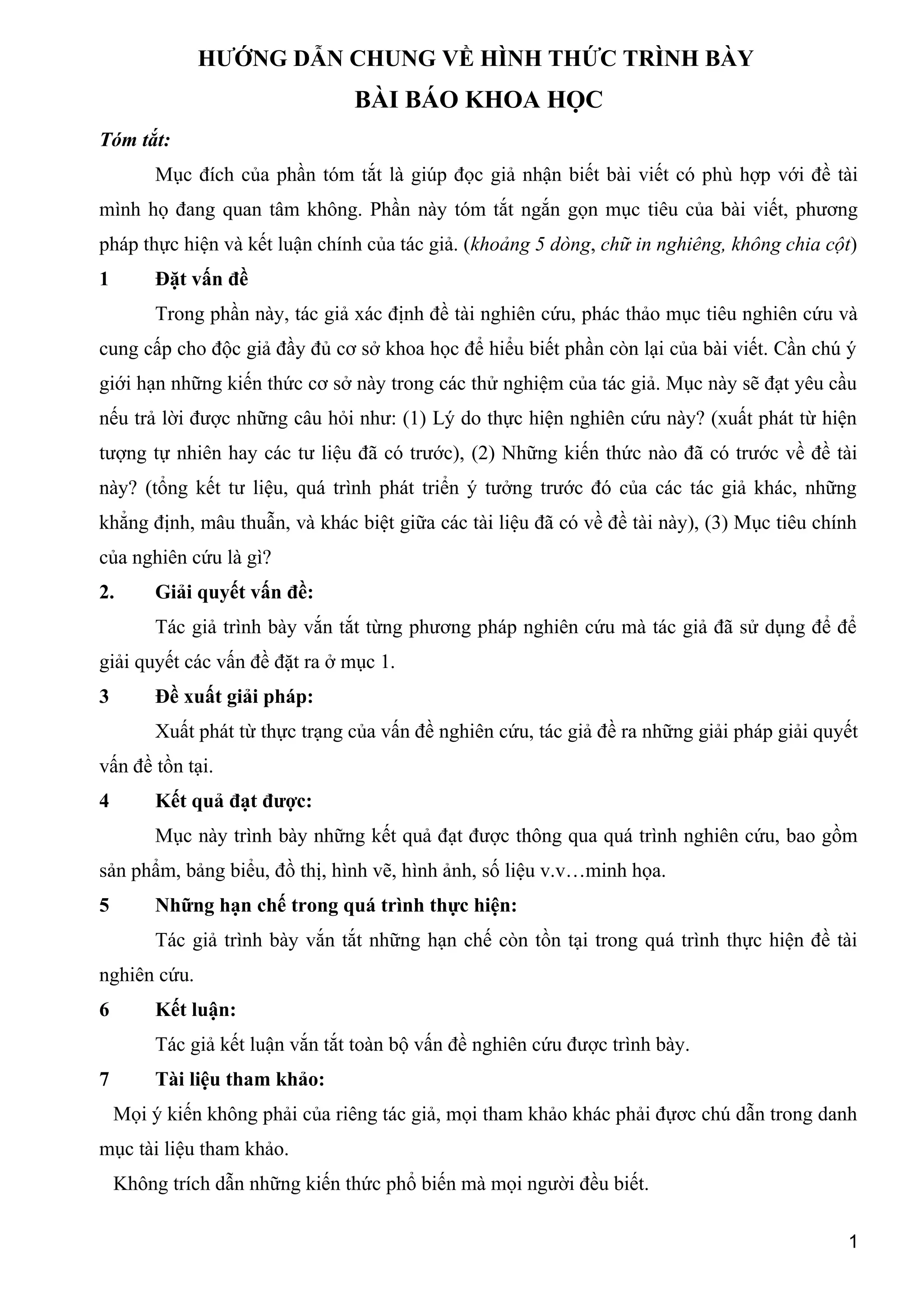 Quy dinh ve cach trinh bay bai bao khoa hoc cao hoc | PDF