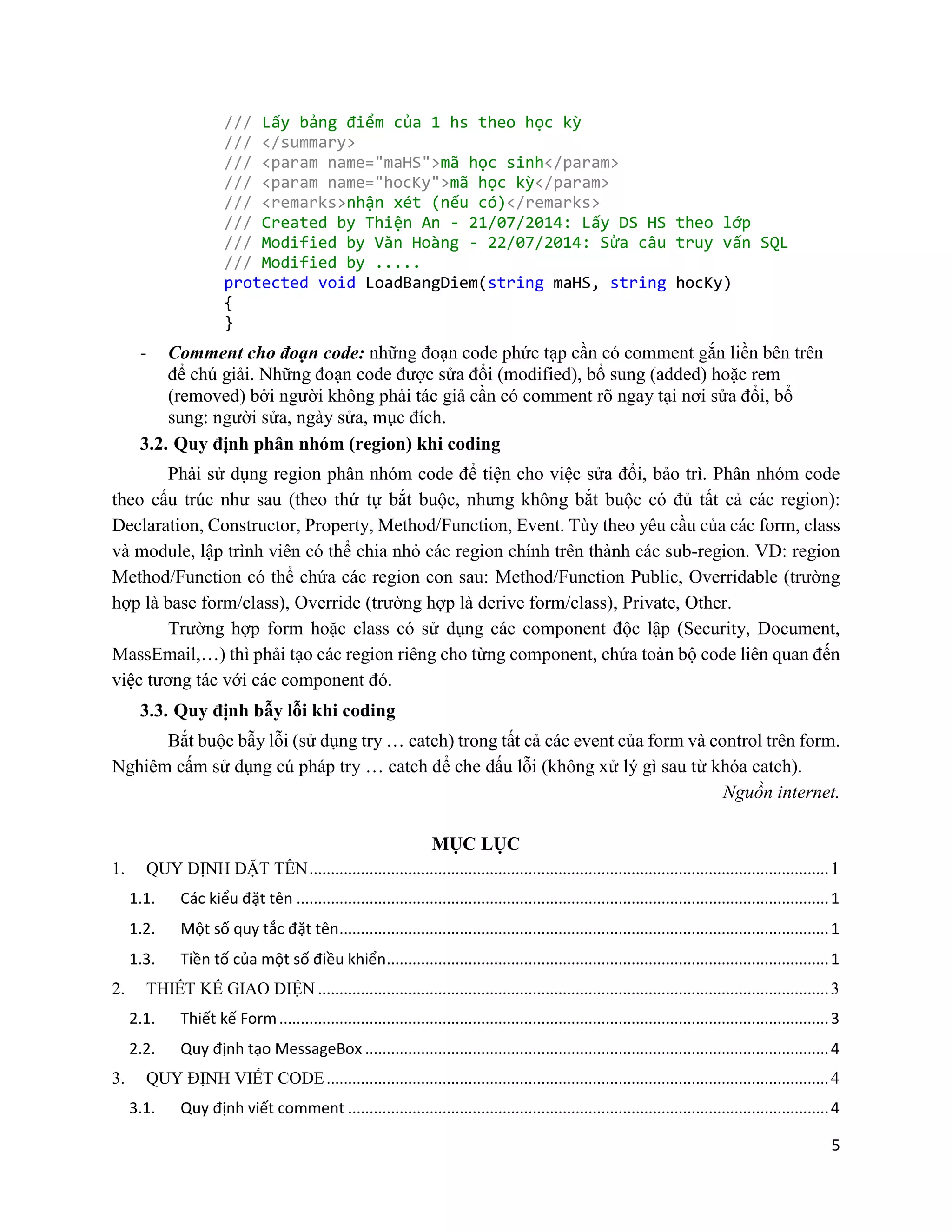 Quy tắc thiết kế giao diện và viết code C# | PDF