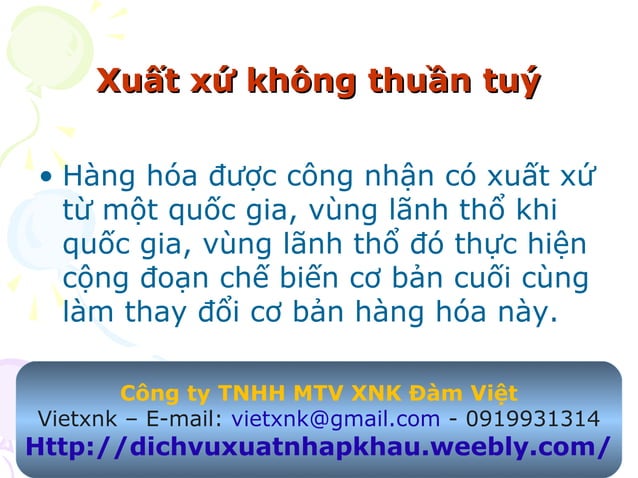 Quy tac xuat xu hang hoa theo free trade area - certificate of origin. | PPT