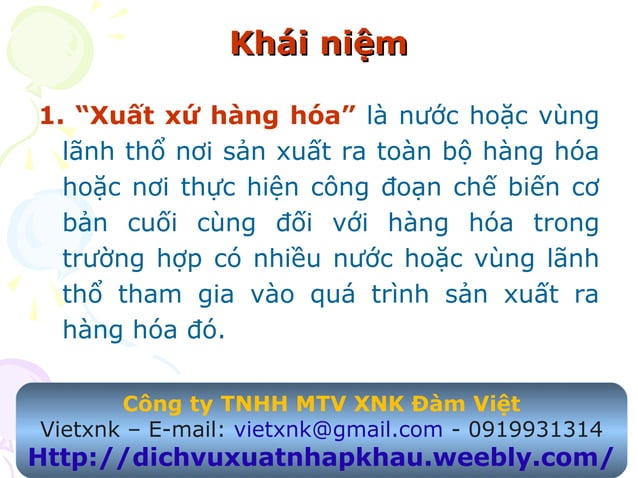 Quy tac xuat xu hang hoa theo free trade area - certificate of origin. | PPT
