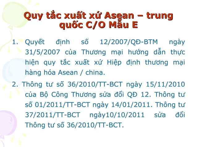 Quy tac xuat xu hang hoa theo free trade area - certificate of origin. | PPT