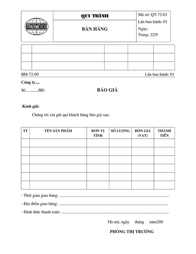 Quy trinh ban hang qt 72-01 | PDF | Free Download
