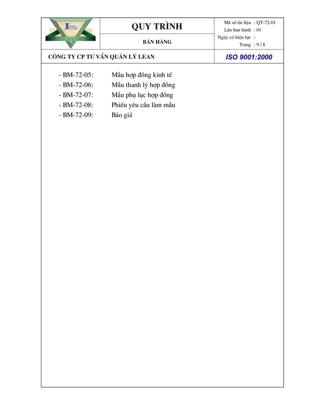 Quy trinh ban hang qt 72-01 | PDF | Free Download