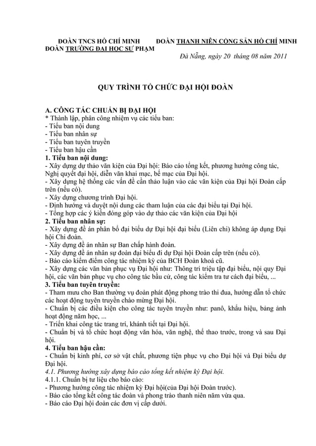 Quy trinh dai hoi doan cac cap spdn | PDF