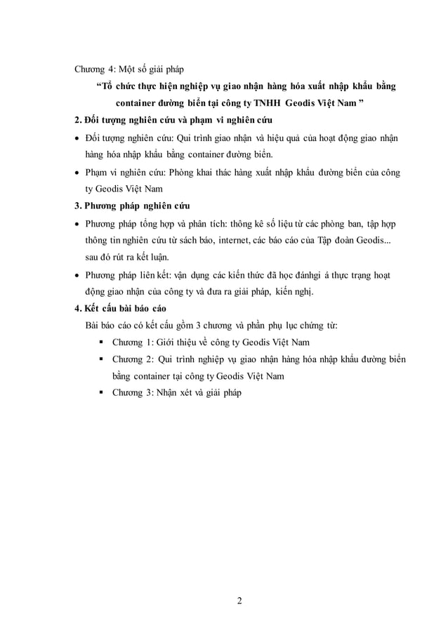 Quy trình giao nhận hàng hóa xuất nhập khẩu bằng container đường biển của công ty geodis việt ...