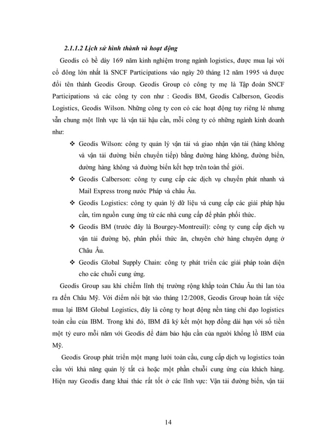 Quy trình giao nhận hàng hóa xuất nhập khẩu bằng container đường biển của công ty geodis việt ...