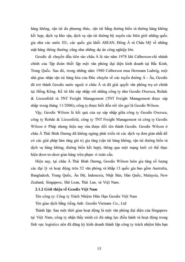 Quy trình giao nhận hàng hóa xuất nhập khẩu bằng container đường biển của công ty geodis việt ...